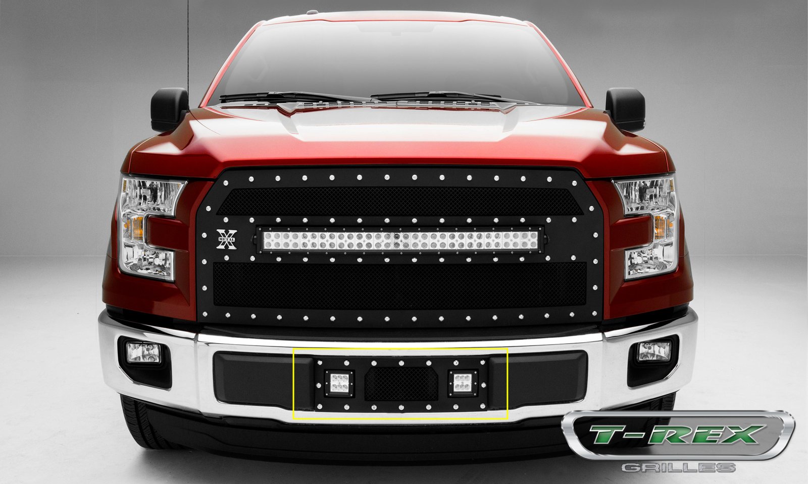 T-Rex Ford F150 Torch Series LED Ligfht Bumper Grille 2- 3'' Light ...