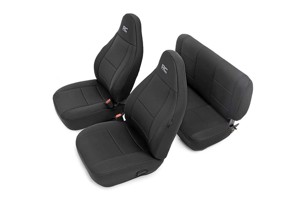 Rough Country Black Neoprene Seat Cover Set Front Rear
